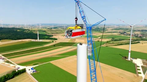 Crawler Crane At Work Lifting Wind Turbi... | Stock Video | Pond5
