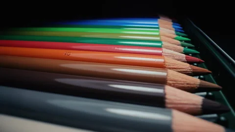 Crayons in perfect gradient row. Extreme... | Stock Video | Pond5