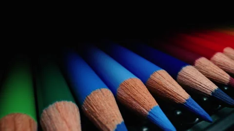 Crayons in perfect gradient row. Extreme... | Stock Video | Pond5