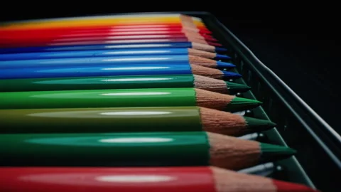 Crayons in perfect gradient row. Extreme... | Stock Video | Pond5