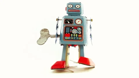 crazy fun robot dancing isolated on whit... | Stock Video | Pond5