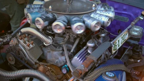 crazy hemi big block hotrod engine | Stock Video | Pond5