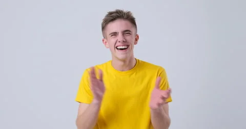 Crazy Man applause with clapping hands a... | Stock Video | Pond5