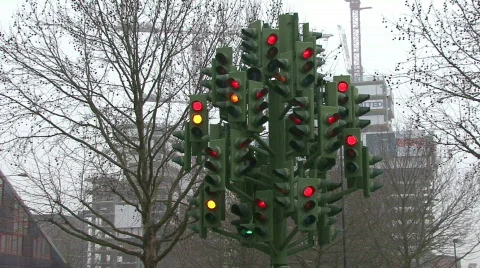 Crazy Traffic light sign sculpture Londo... | Stock Video | Pond5