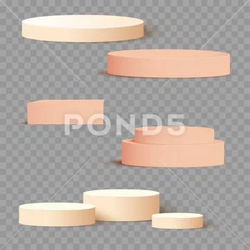 Cream 3d square and circle set templates for presentation with shadow ...