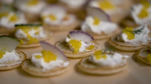 Cream cheese and Arctic Char Caviar tapa... | Stock Video | Pond5