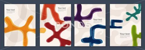Creative layout template set in minimalist style with curved shapes ...