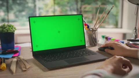 Creative Person Using Green Screen Lapto... | Stock Video | Pond5