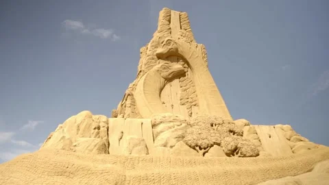 Creative sand sculptures in animal shape... | Stock Video | Pond5