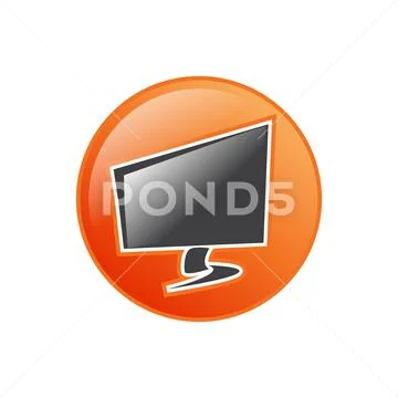 Creative screen computer on circle for pc repair logo vector design ...