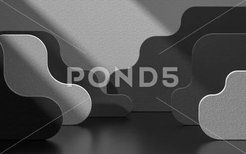 Creative stage with curve paper background, 3d rendering. Illustration ...