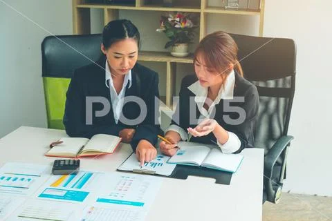 Credit Officer team working and analysis loan data chart in office ...