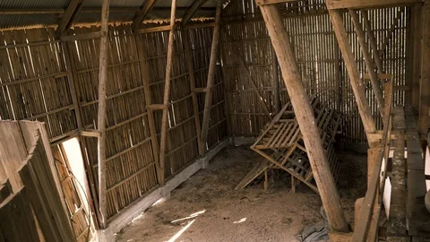 Creepy Abandoned Barn from Above Reveal | Stock Video | Pond5