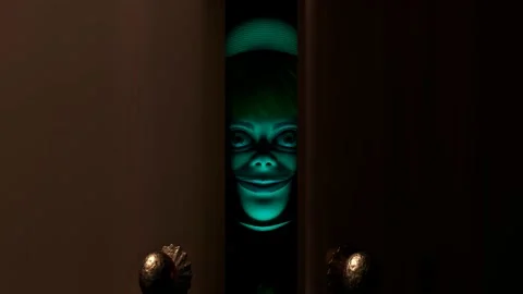 A creepy doll in the closet. Spooky 4K a... | Stock Video | Pond5