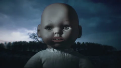Creepy Doll Talking Walking Forest Eerie... | Stock Video | Pond5