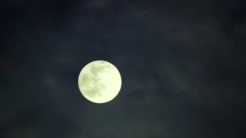 creepy full moon, passing clouds - mysti... | Stock Video | Pond5