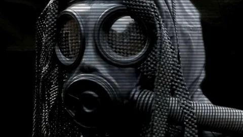 Creepy gas mask distort side turn | Stock Video | Pond5