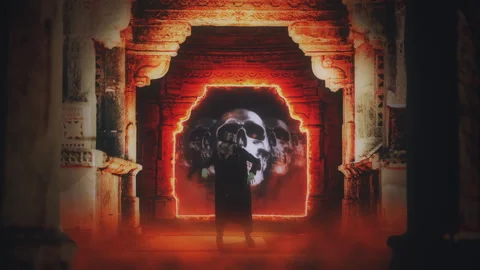 Creepy Ghostly Demon Skull Witchcraft My... | Stock Video | Pond5