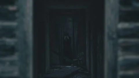 Creepy Ghostly Figure Haunted House Zoom... | Stock Video | Pond5