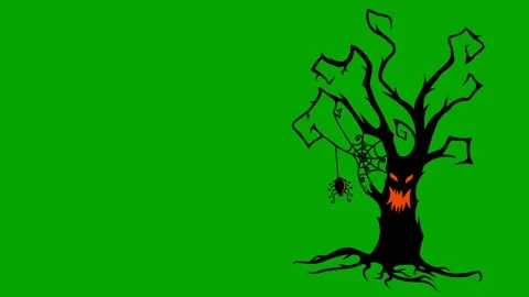Creepy Halloween Tree Green Screen 4K Lo... | Stock Video | Pond5