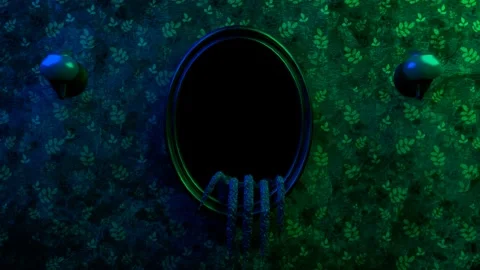 A creepy hand crawls out of a portrait o... | Stock Video | Pond5