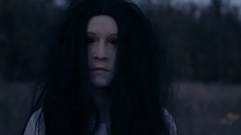 Creepy Headshot of Evil Young Adult Woma... | Stock Video | Pond5
