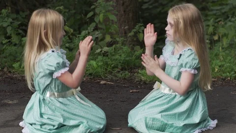 Creepy horror halloween shining twins tw... | Stock Video | Pond5