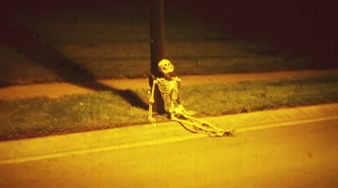 creepy horror skeleton halloween | Stock Video | Pond5