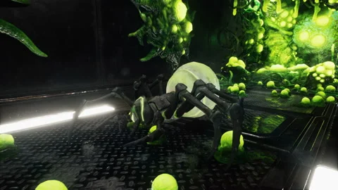 A creepy huge alien spider crawls down t... | Stock Video | Pond5