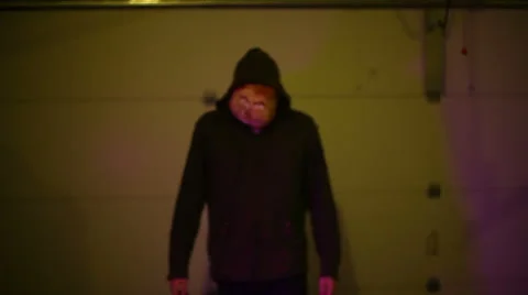 creepy mask dude scary strange | Stock Video | Pond5