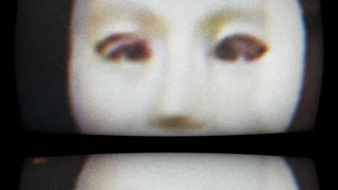 Creepy Mask on tv screen with glitch eff... | Stock Video | Pond5