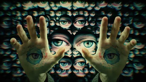 Creepy Palm Hands Eyes Stare Weird Human... | Stock Video | Pond5