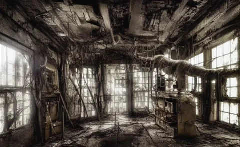 A creepy post-apocalyptic room, haunted ... | Stock Video | Pond5