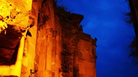 Creepy view of the ruins of an old gothi... | Stock Video | Pond5
