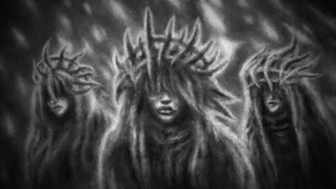 Creepy weird sisters of darkness. Evil w... | Stock Video | Pond5