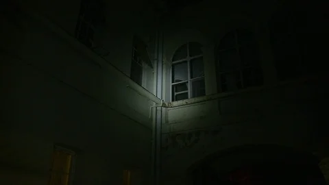 Creepy windows on a haunted house | Stock Video | Pond5