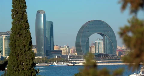 Crescent Bay complex in Baku, the capita... | Stock Video | Pond5