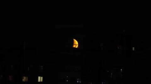 Crescent moon. Midnight night sky moonli... | Stock Video | Pond5