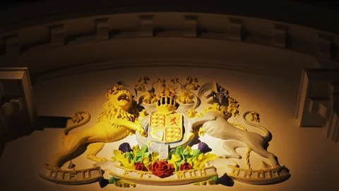 crest on the arms sculpture Court House ... | Stock Video | Pond5