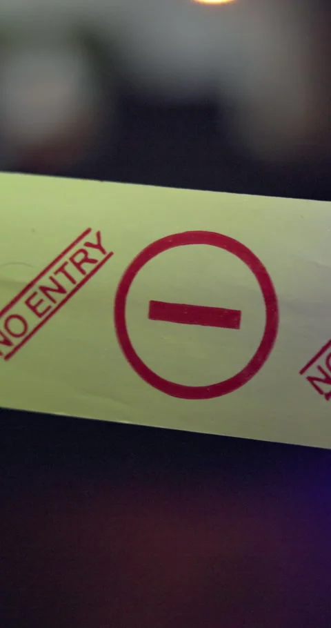 Crime scene, barricade and no entry with... | Stock Video | Pond5