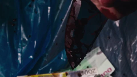 Crime Scene Bloody Hands Holding Knife a... | Stock Video | Pond5