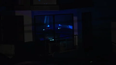 Crime scene. Emergency blue lights flash... | Stock Video | Pond5