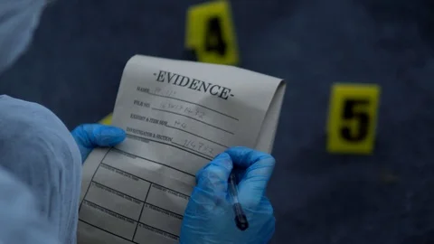 Crime Scene Investigator Writing On Evid... | Stock Video | Pond5