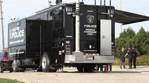 Crime scene with two police officers sho... | Stock Video | Pond5