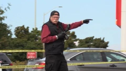 Crime scene with two police officers sho... | Stock Video | Pond5