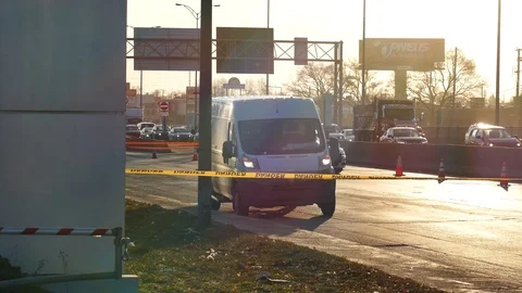 Crime scene with van | Stock Video | Pond5