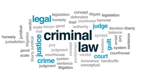 Criminal law animated word cloud, text d... | Stock Video | Pond5