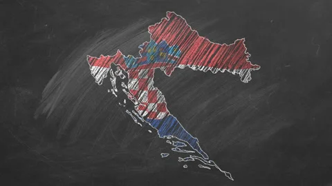 Croatia. Chalk drawn and animated map wi... | Stock Video | Pond5