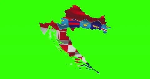 Croatia country shape outline on green s... | Stock Video | Pond5