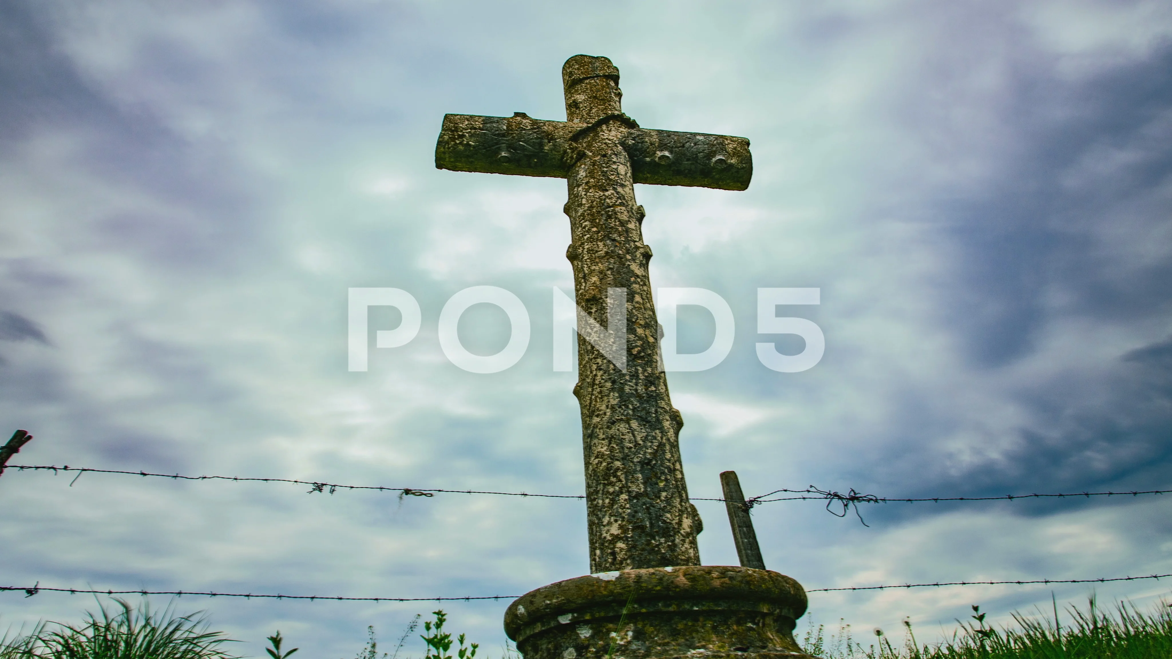 Wooden Cross With Barbed Wire